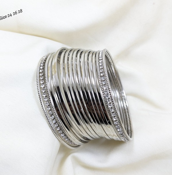 Stylish Indian Multi Antique Steel Churiyan Bangles Set with Kara (ZV ...